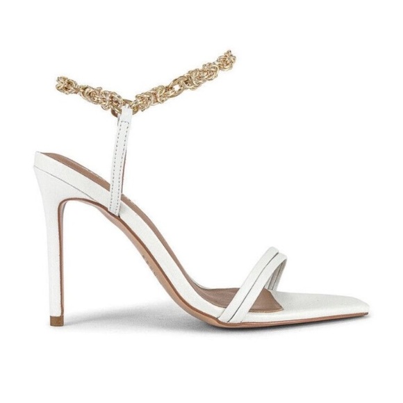 Alias Mae | Shoes | Alias Mae White Gold Chain Ankle Strap Heels Ivory ...